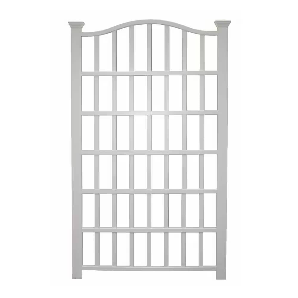 Large 8-Ft x 4.5-Ft Outdoor White Vinyl Garden Trellis Privacy Screen ...