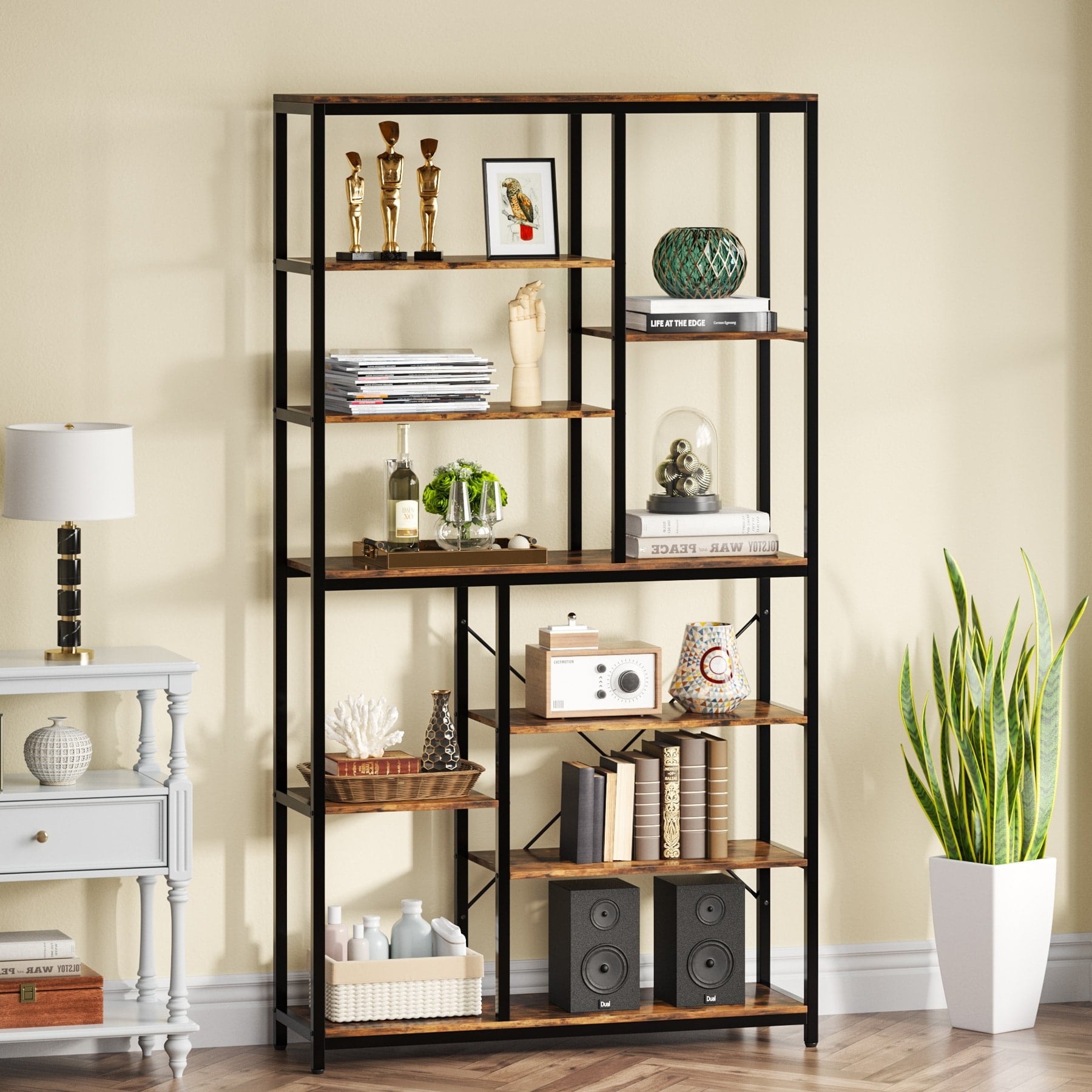 Large 8-Tier Bookcase and Bookshelf, 79 Tall Open Shelves Display Shelf ...