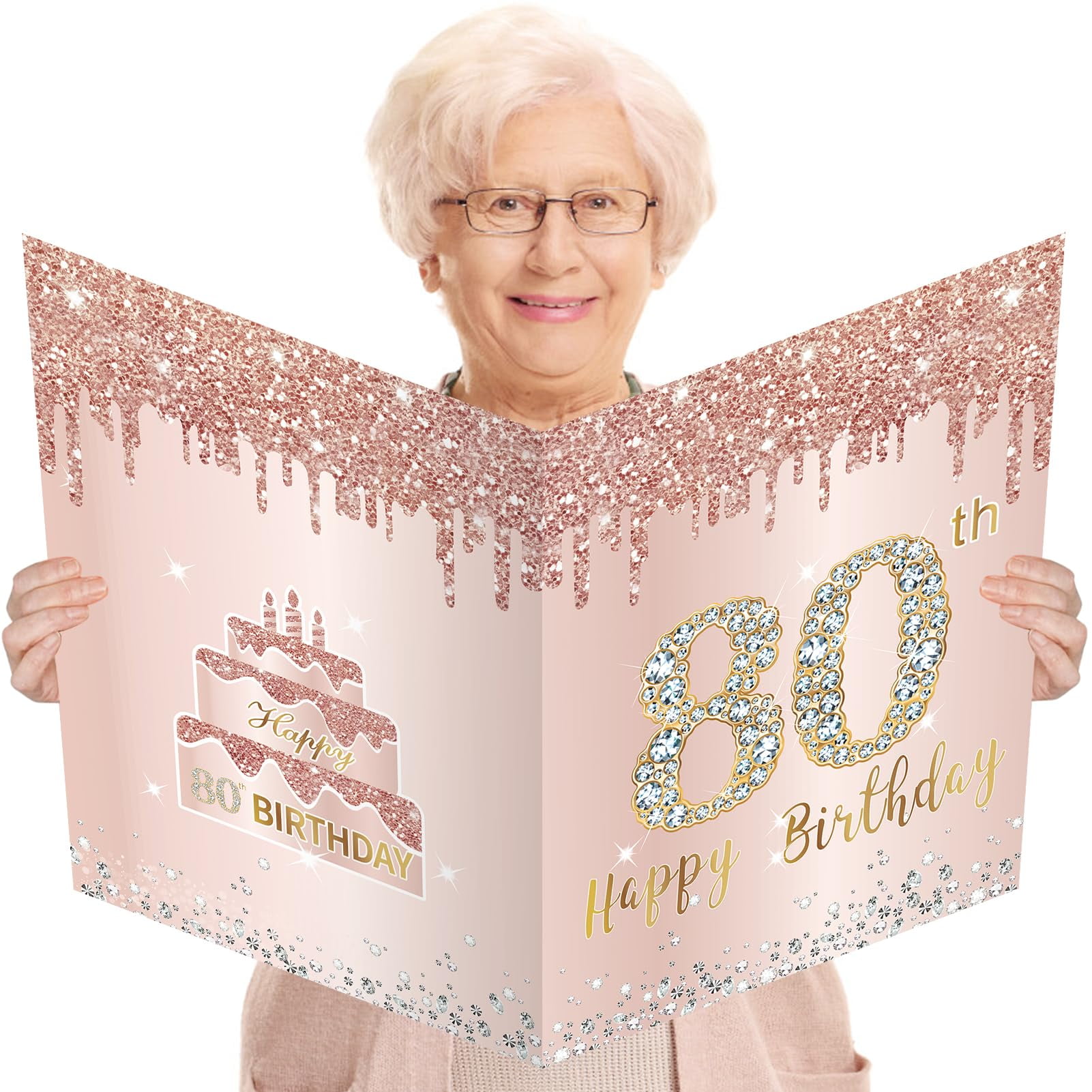 Large 80th Birthday Card With Envelope, Jumbo 80 Birthday Guest Book ...