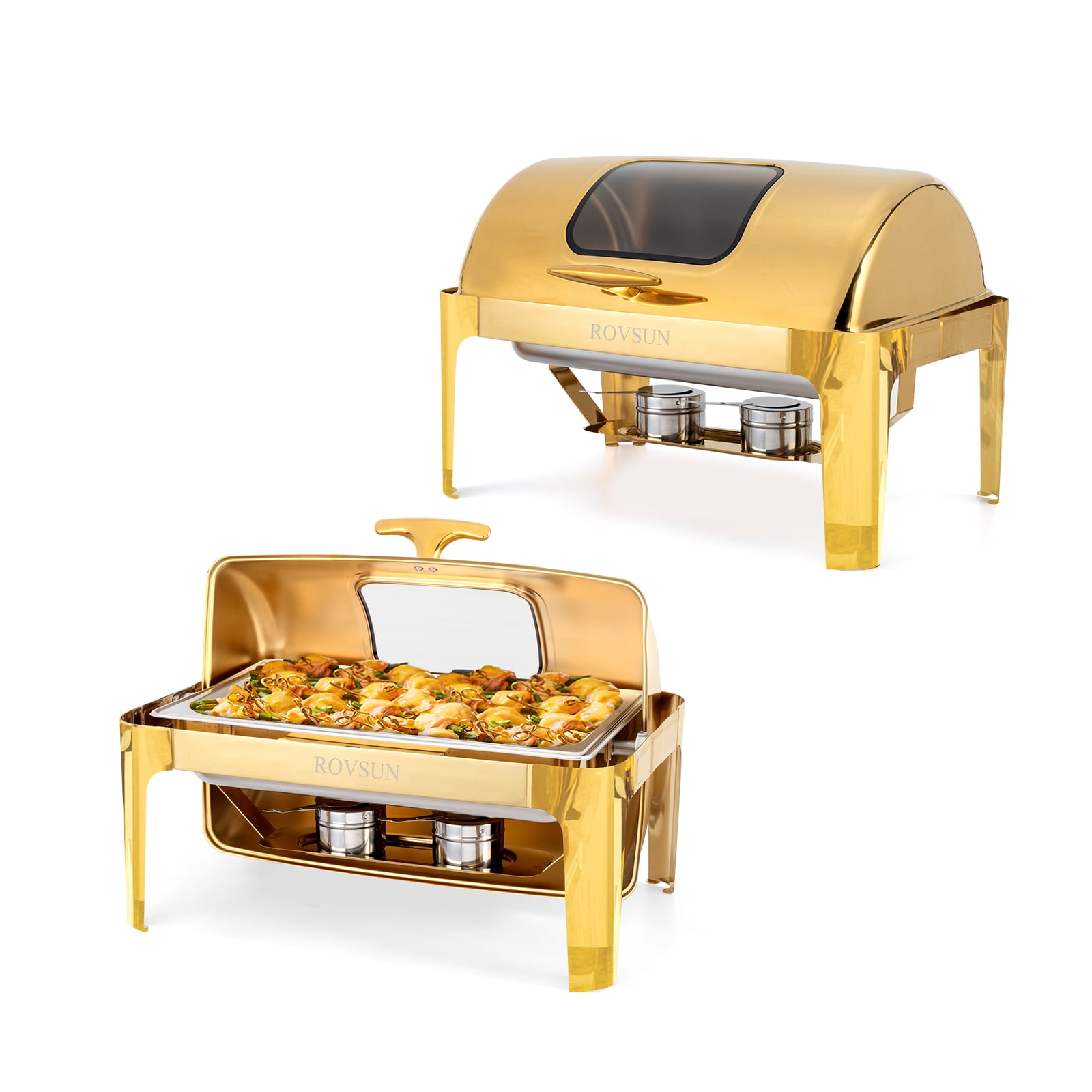 Large 9QT Capacity Gold Roll Top Stainless Steel Chafing Dish Buffet ...