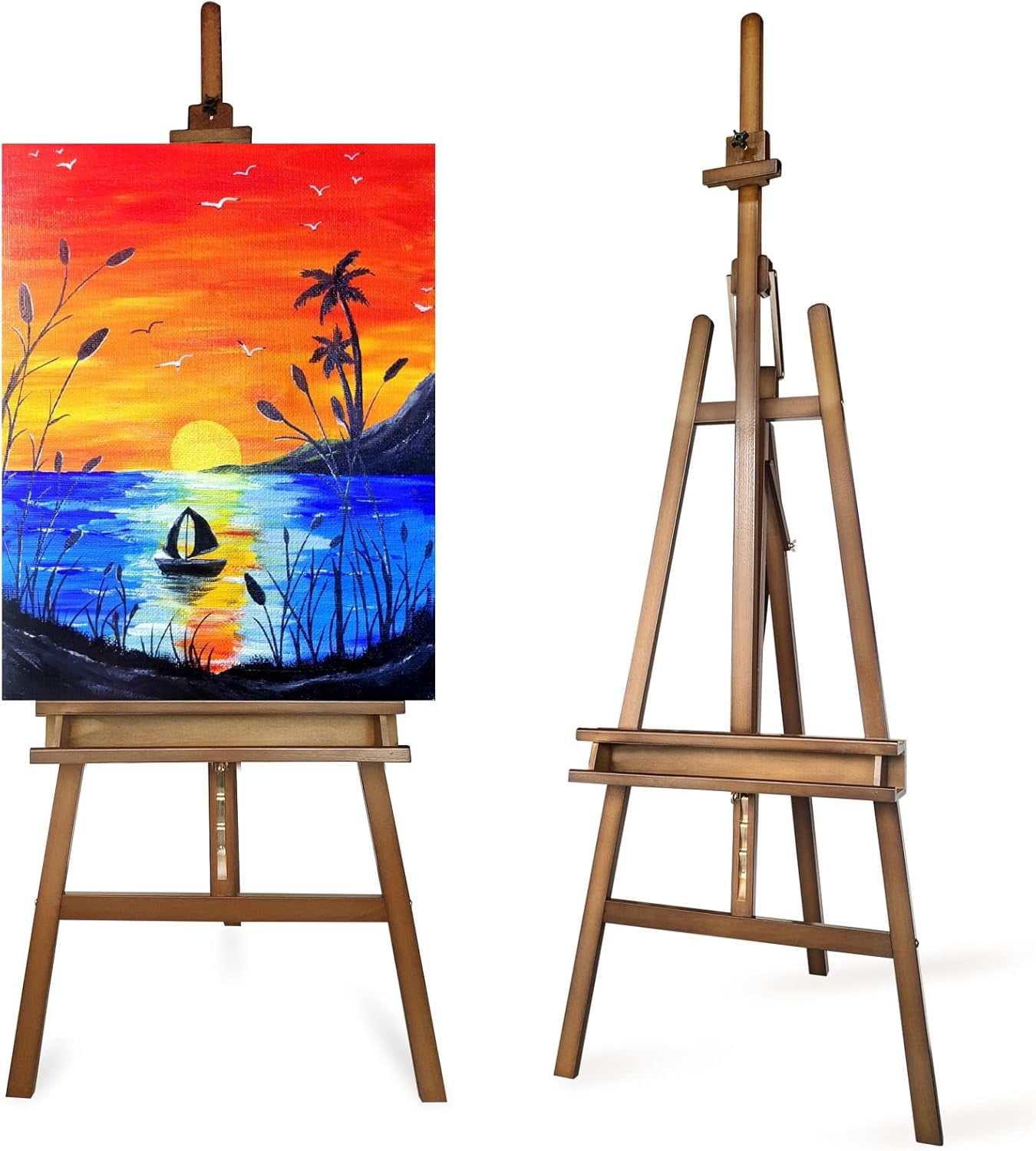 Large A-Frame Basic Studio Easel - Adjustable Solid Beech Wood Artist ...