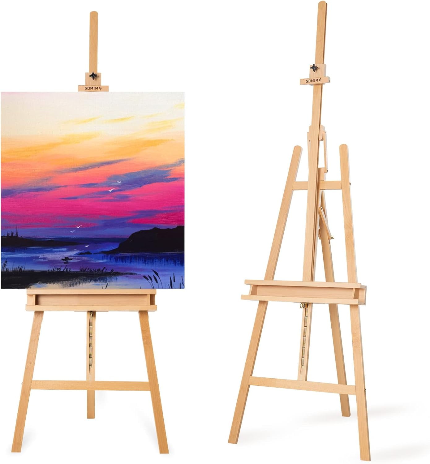 Large A-Frame Basic Studio Easel - Adjustable Solid Beech Wood Artist ...