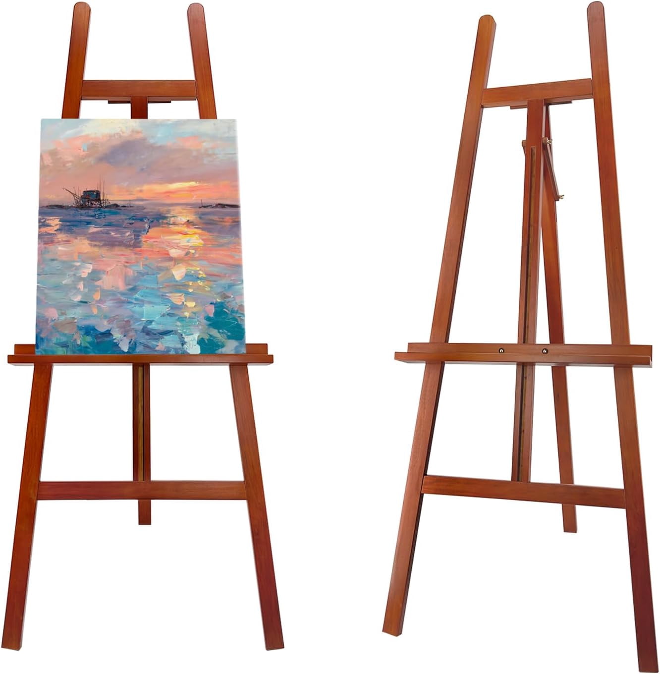 Large A-Frame Wooden Painting Display Walnut Easel, Large Adjustable ...