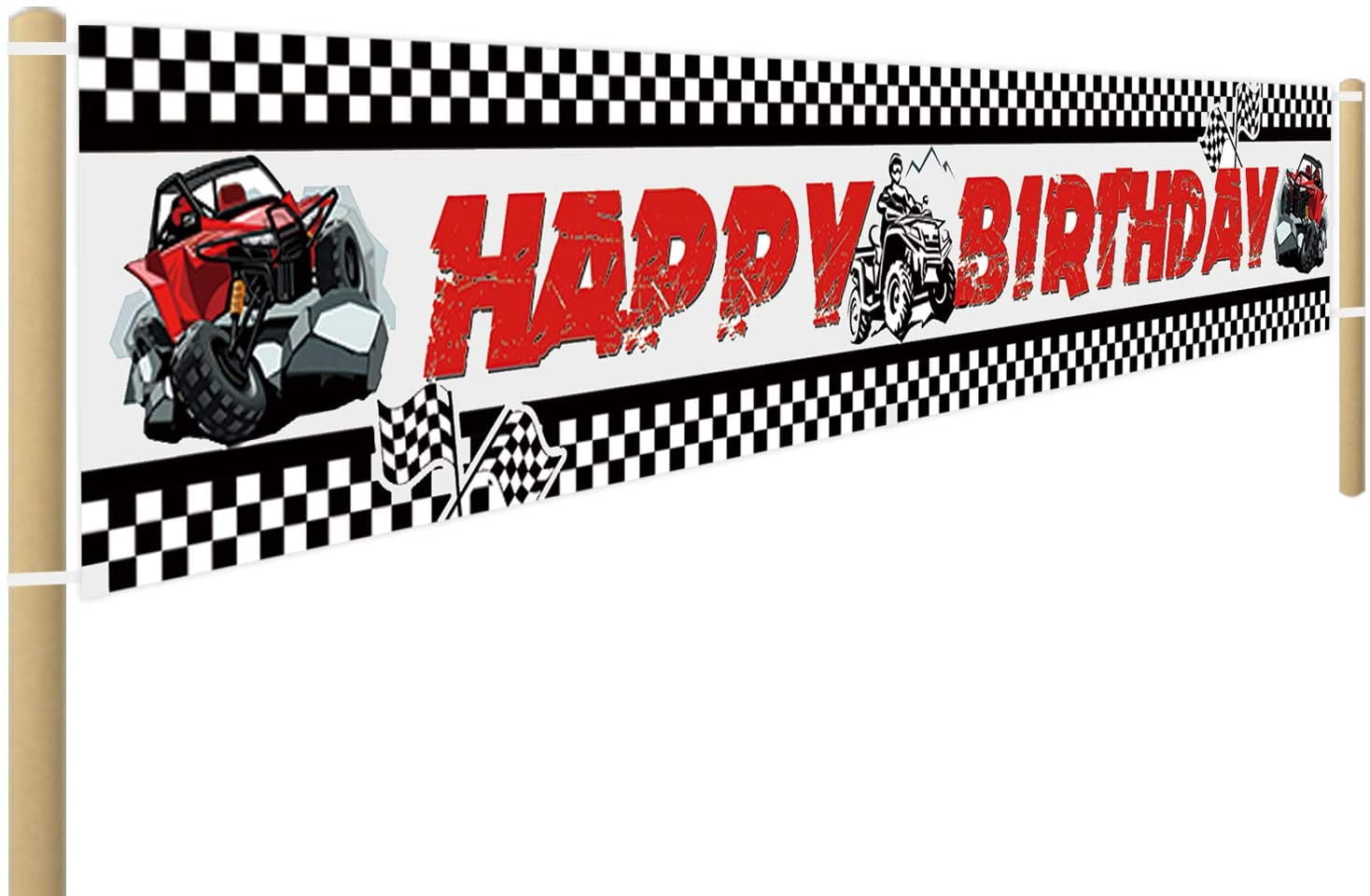 Large ATV Happy Birthday Banner,ATV Birthday Party Supplies Decorations ...