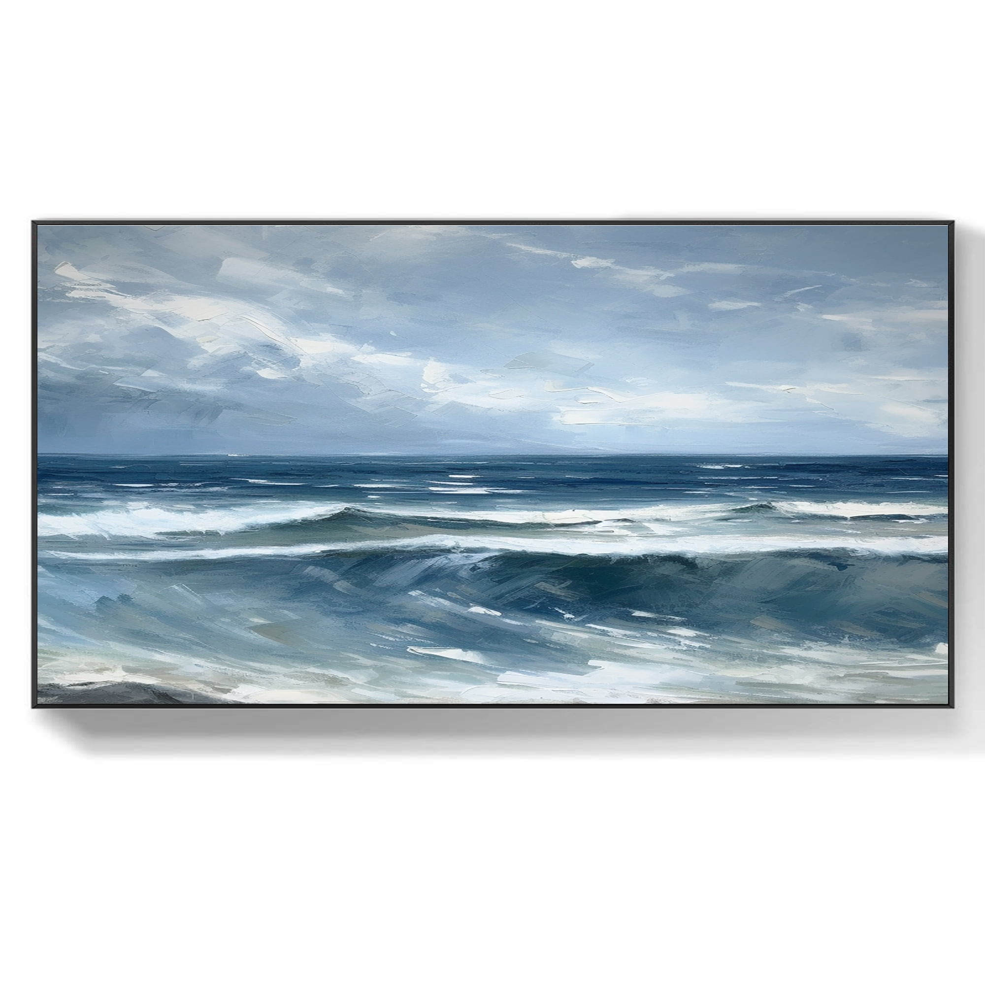 Large Abstract Ocean Canvas Painting Original Blue Ocean Canvas Wall ...