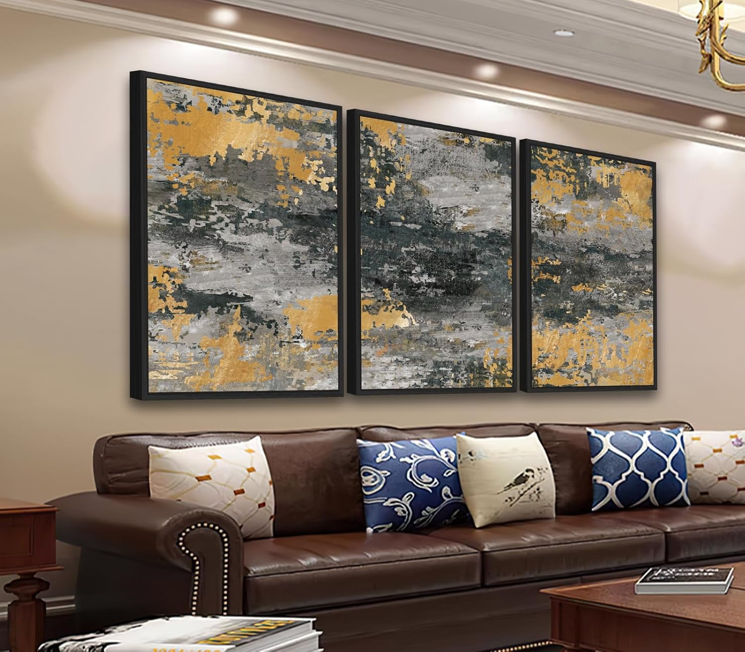 Large Abstract Wall Art - Natural Canvas Pictures for Living Room ...