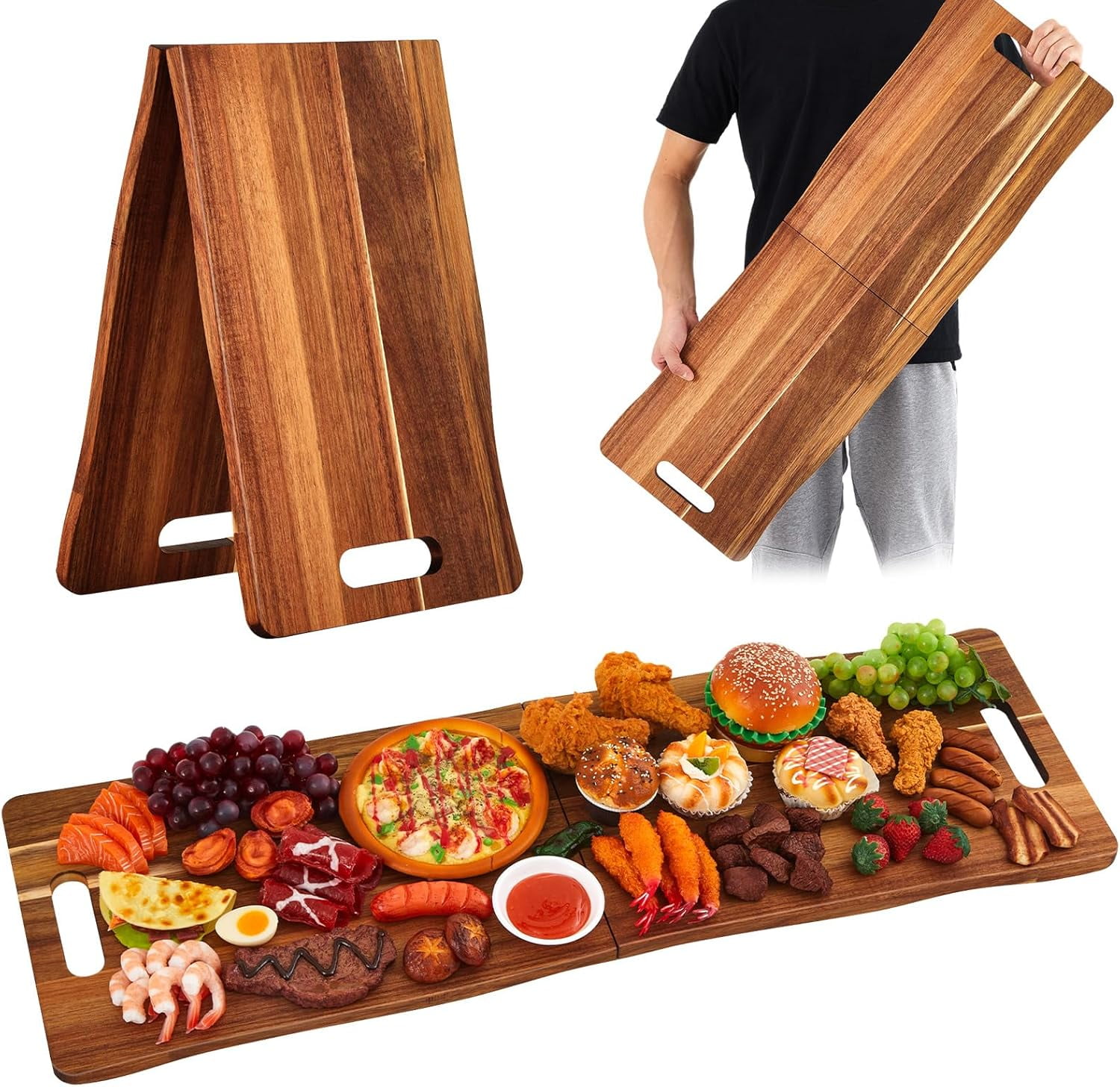 Large Acacia Charcuterie Board with Handles 36 x 12 Inch Extra Large ...