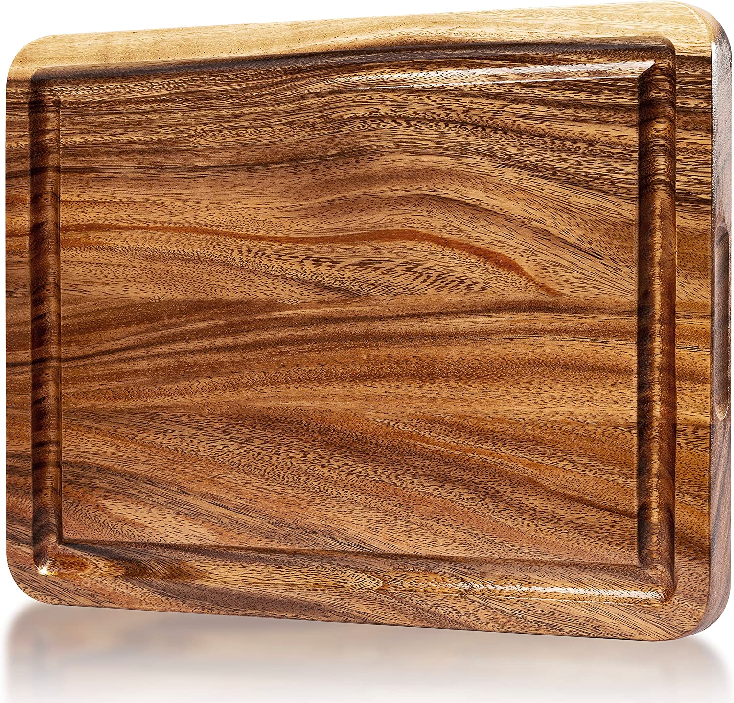 Large Acacia Wood Cutting Board - Versatile Butcher Block and Cheese Board with Juice Groove and ...