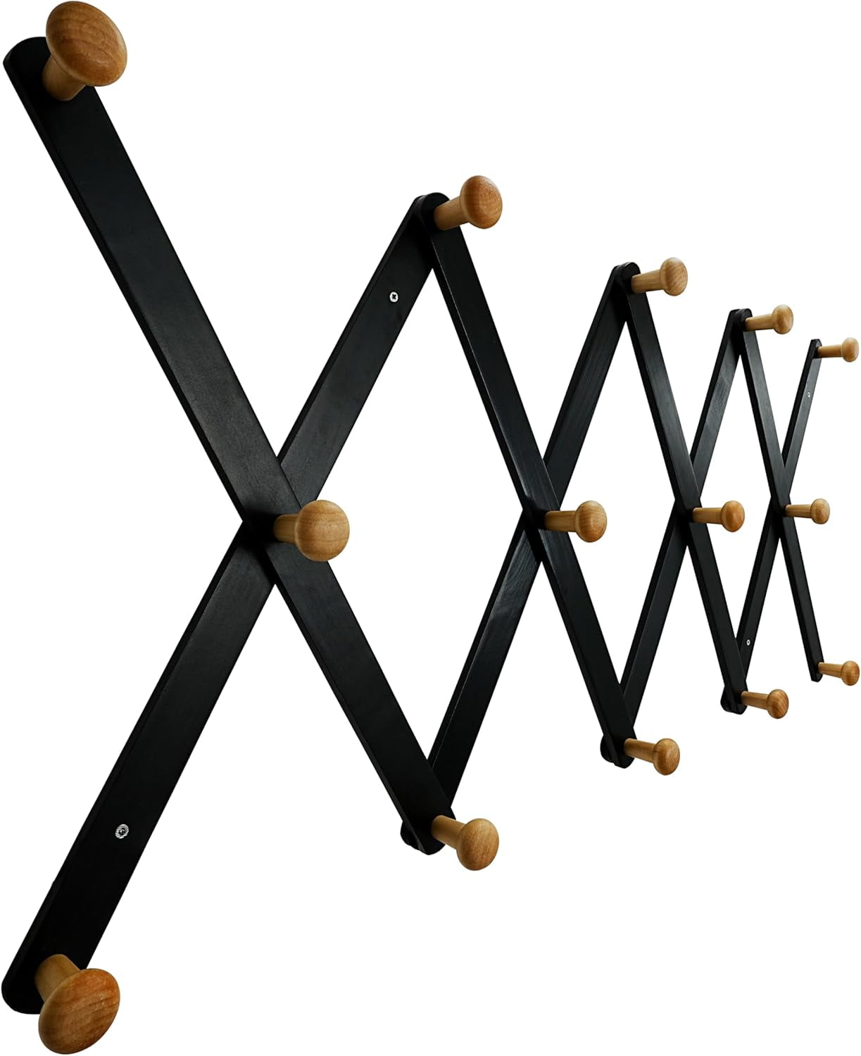 Large Accordion Wall Hanger, Wooden Wall Hat Rack, Expandable Hat Hooks ...