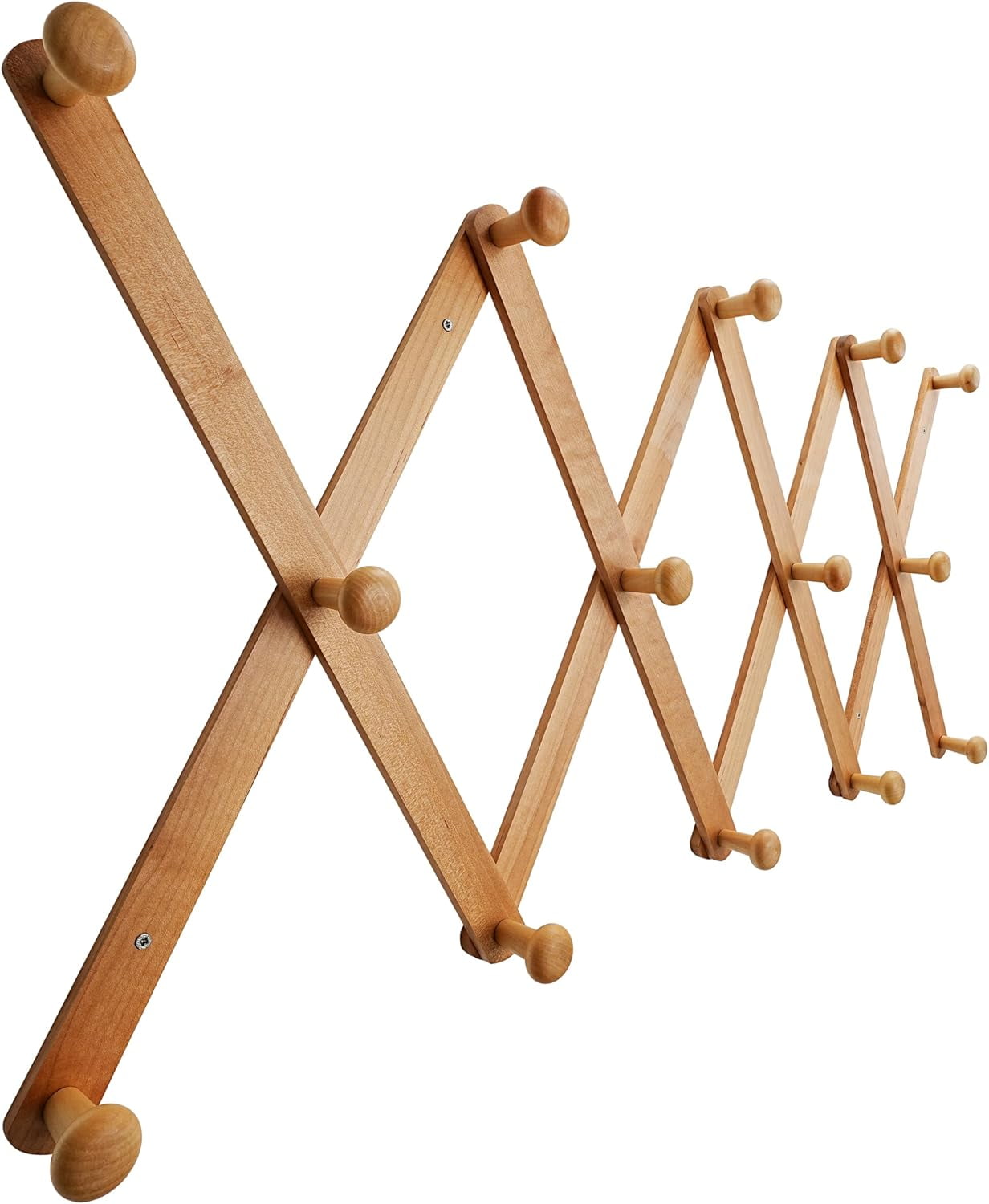 Large Accordion Wall Hanger, Wooden Wall Hat Rack, Expandable Hat Hooks ...