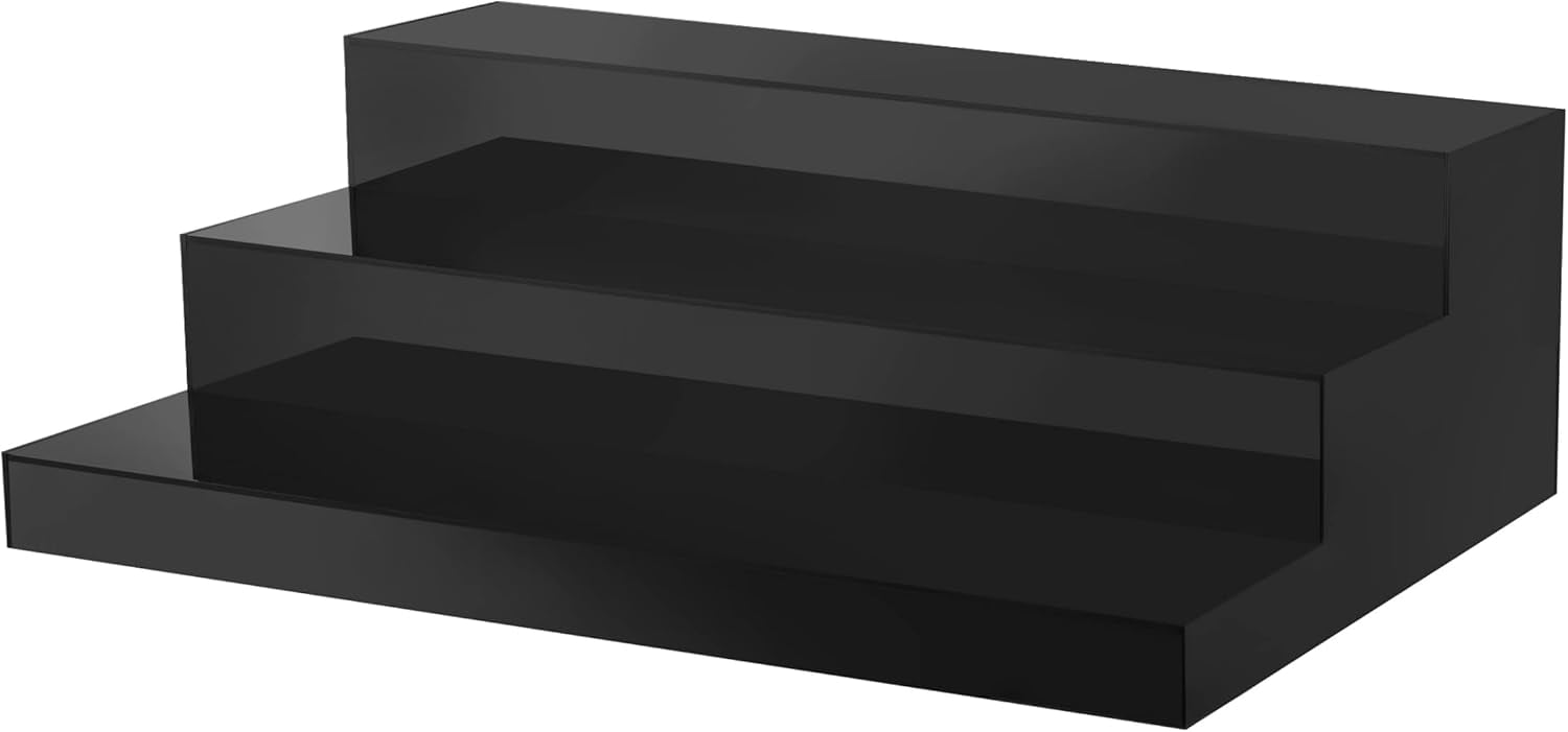 Large Acrylic 3 Tier Wine Liquor Bottle Rack 20x12.5x6.5 in Black ...