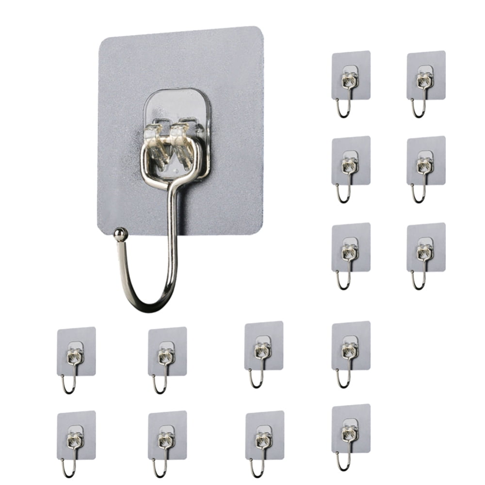 Large Adhesive Hooks, 15-Pack Hold 44lb(Max) Heavy Duty Sticky Hooks ...