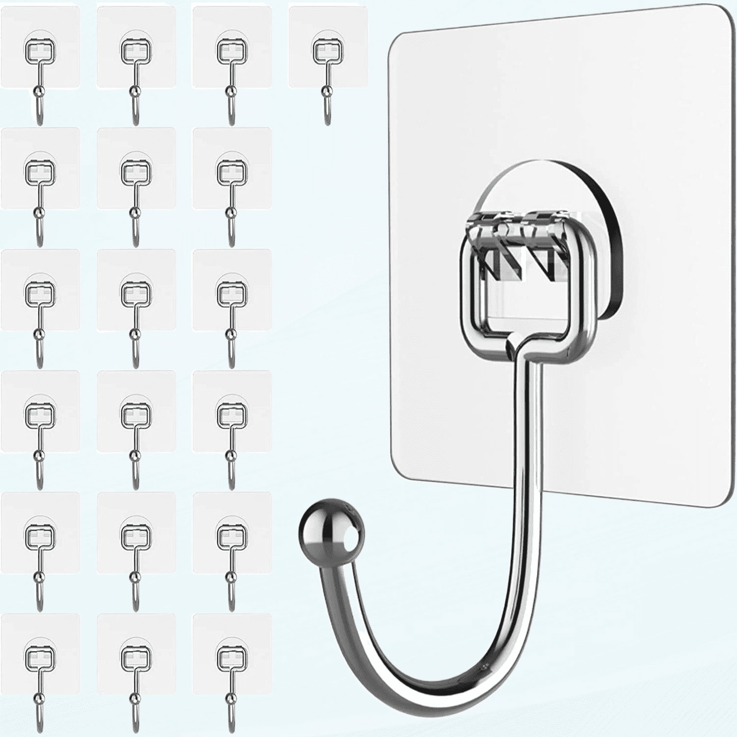Large Adhesive Hooks for Hanging Heavy-Duty 44Ib(Max) 20 Packs, Metal ...