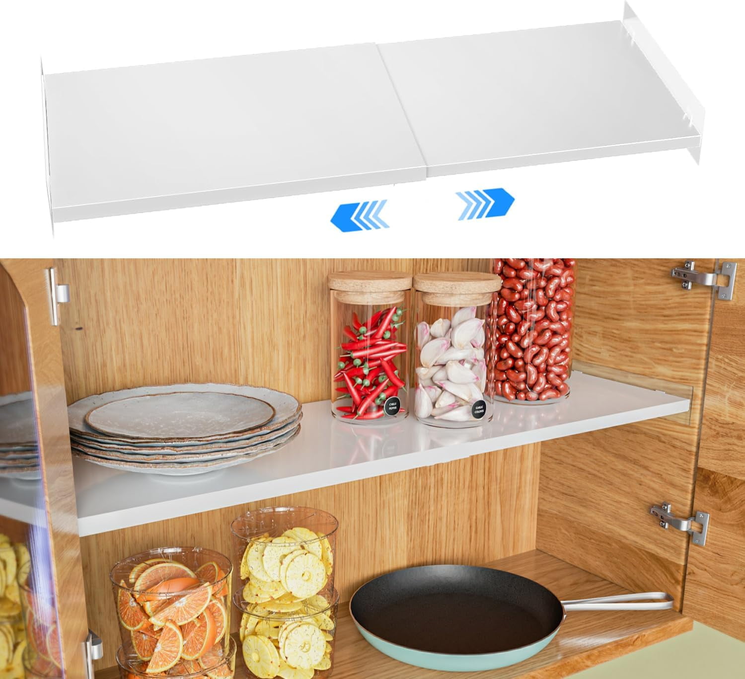 Large Adjustable Closet Storage Shelf, 15.8'' Width Expandable Wardrobe ...