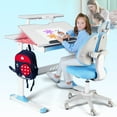 Large Adjustable Kids Study Desk and Chair Set Ergonomic Boys School ...