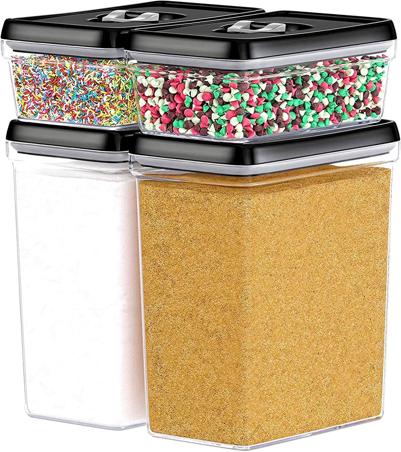 Large Airtight Food Storage Containers - Clear Plastic Bulk Food Pantry ...