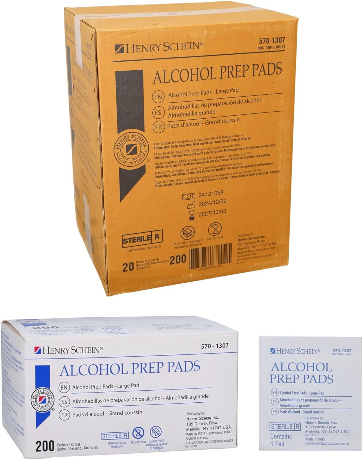 Large Alcohol Prep Pads (Case of 20 Boxes, 4,000 Total) – 70% Isopropyl ...