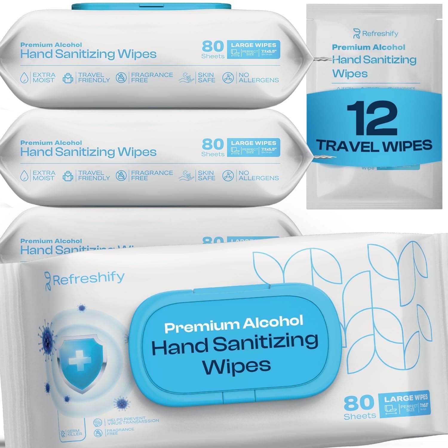 AllSett Health Large Alcohol Wipes, 75% Unscented Hand Sanitizing, 320 ...