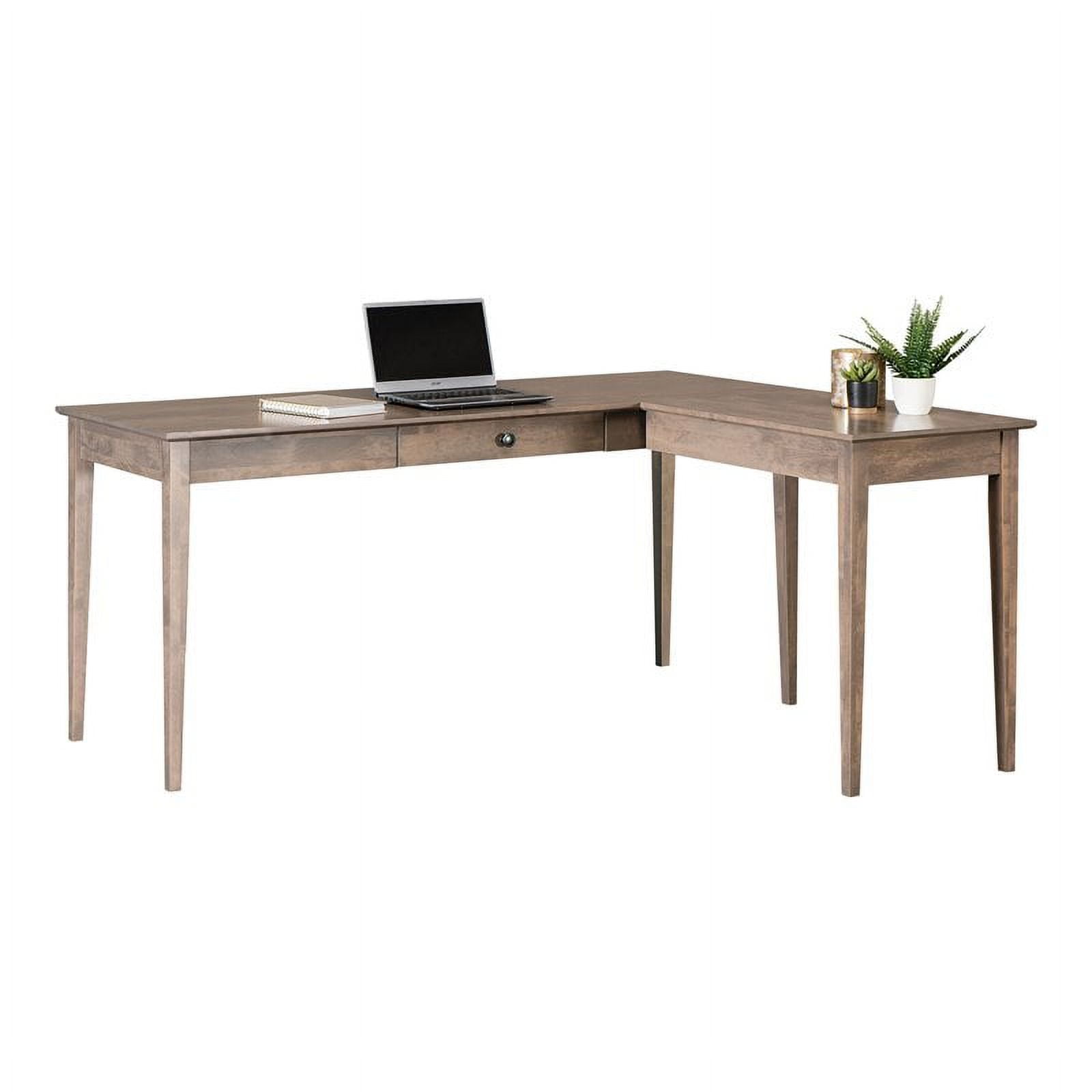 Large Alder Wood Writing Desk with Return in Sandy Gray - Built in the ...