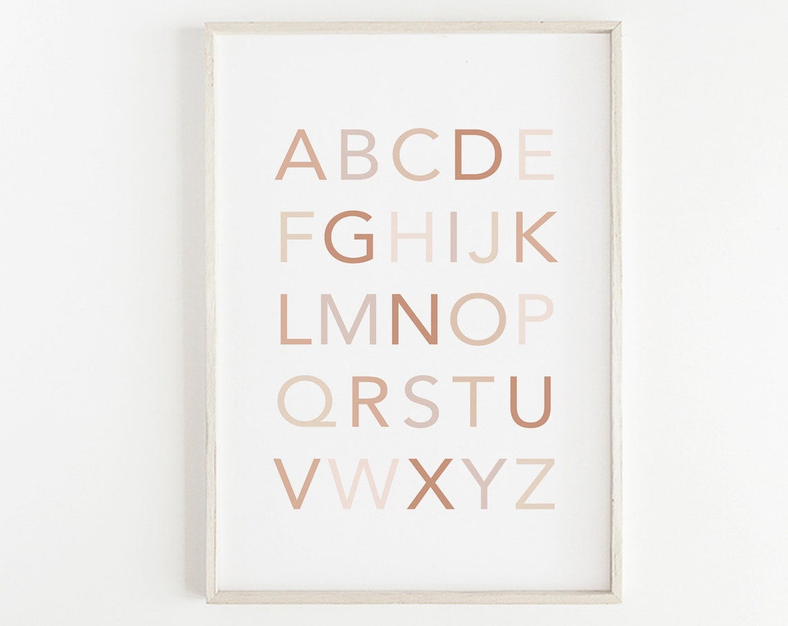 Large Alphabet Print Neutral Alphabet Poster Wall Art Neutral Nursery ...
