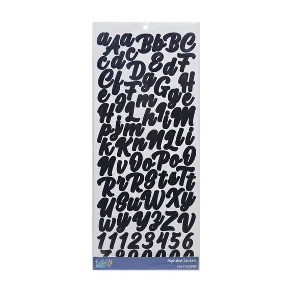 Hello Hobby Black Gold Silver Script Alphabet Stickers 498 Count for ...