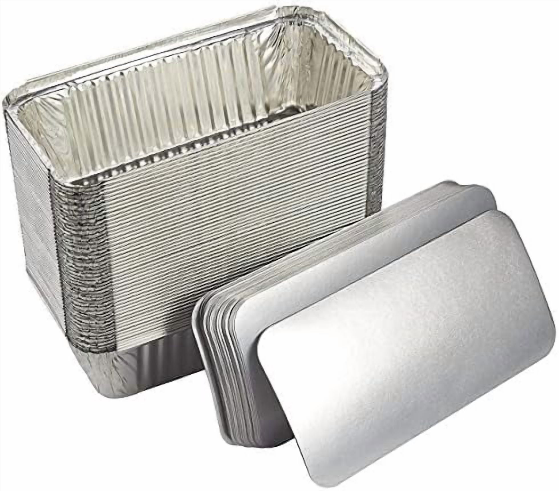 Large Aluminium Pans with Lids 8x4 In - (50 Pack) Disposable Foil Pan ...