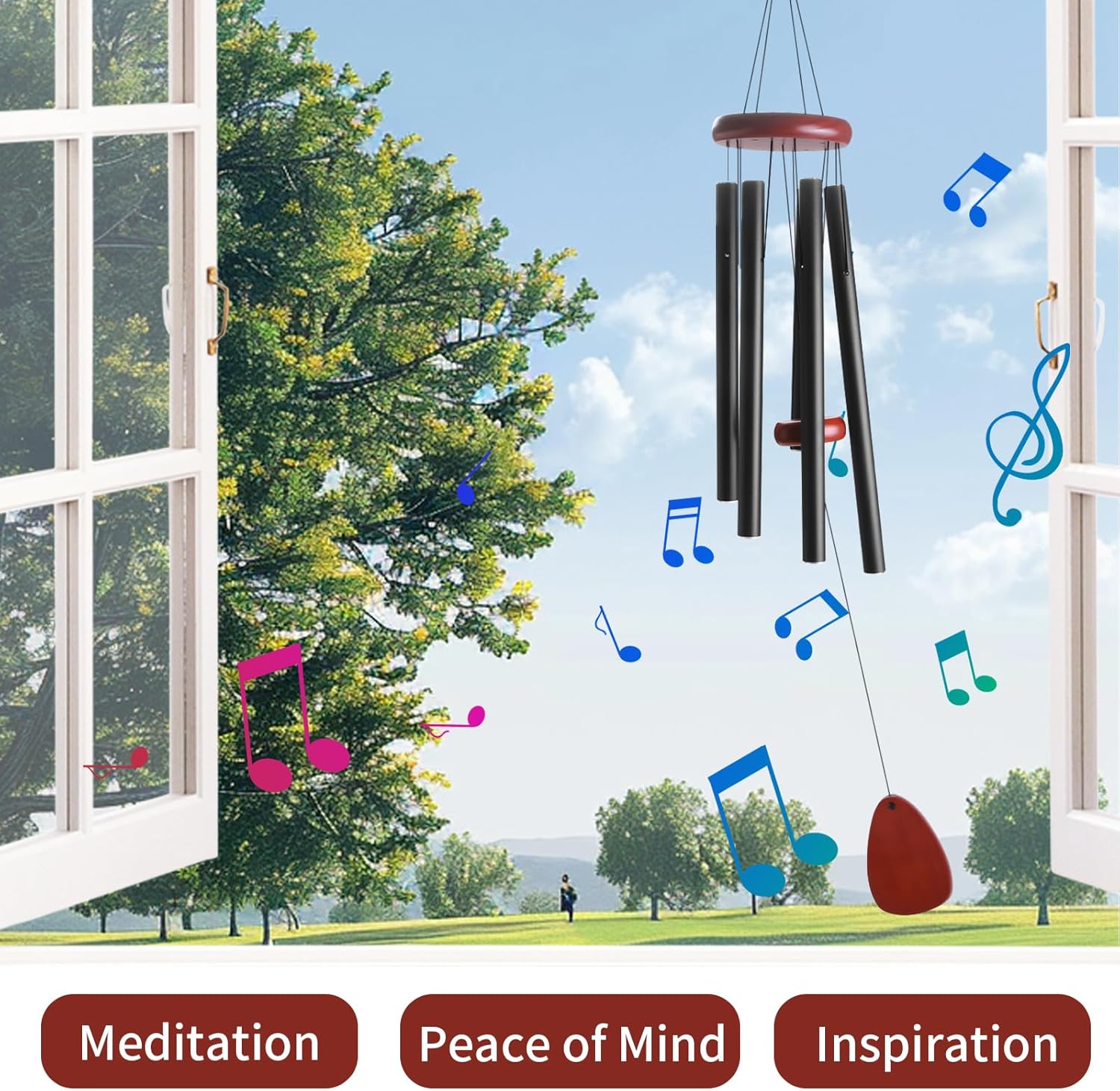 Large Aluminium Wind Chimes For Outside, 37" Inches Deep Tone Soothing ...