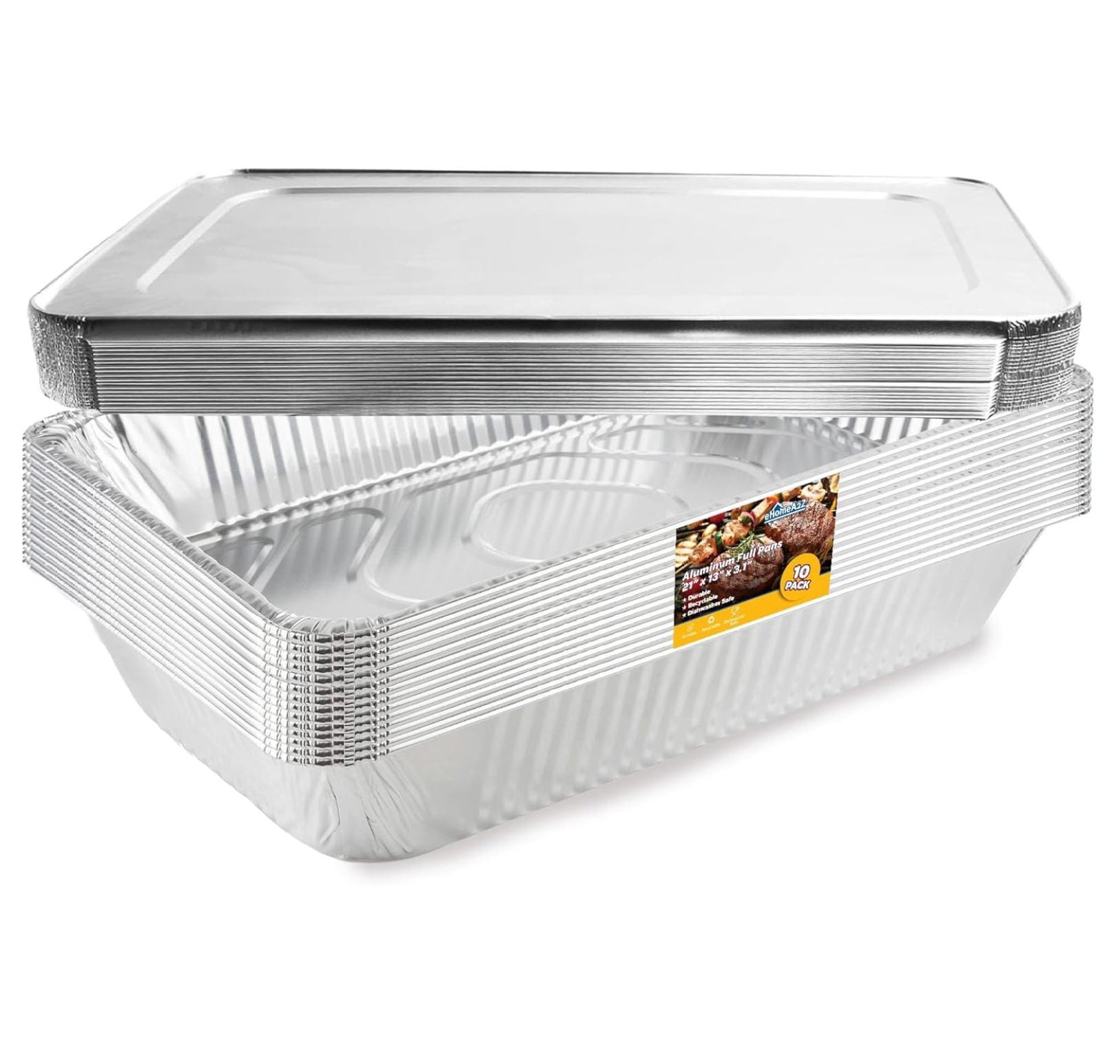 Large Aluminum Pans With Lids Disposable Full Heavy Duty Roasting ...