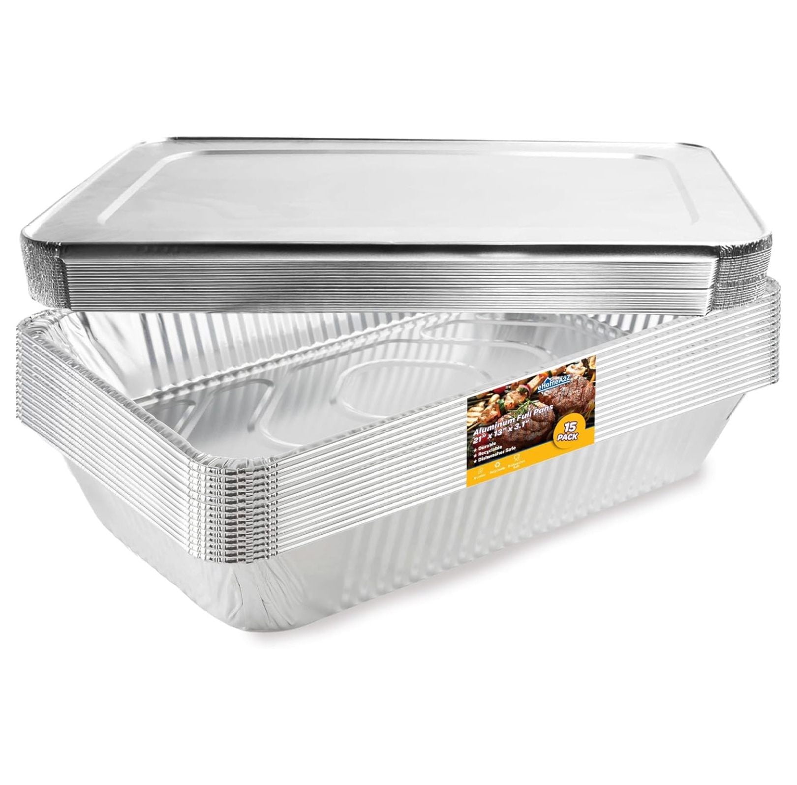 Large Aluminum Pans With Lids Disposable Full Heavy Duty Roasting ...