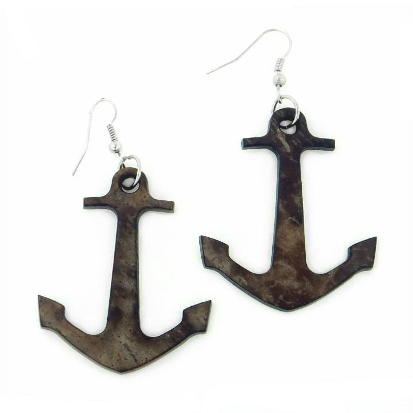 Large Anchor Hook Earrings made from Beach Wood Coconut Shell - Walmart.com