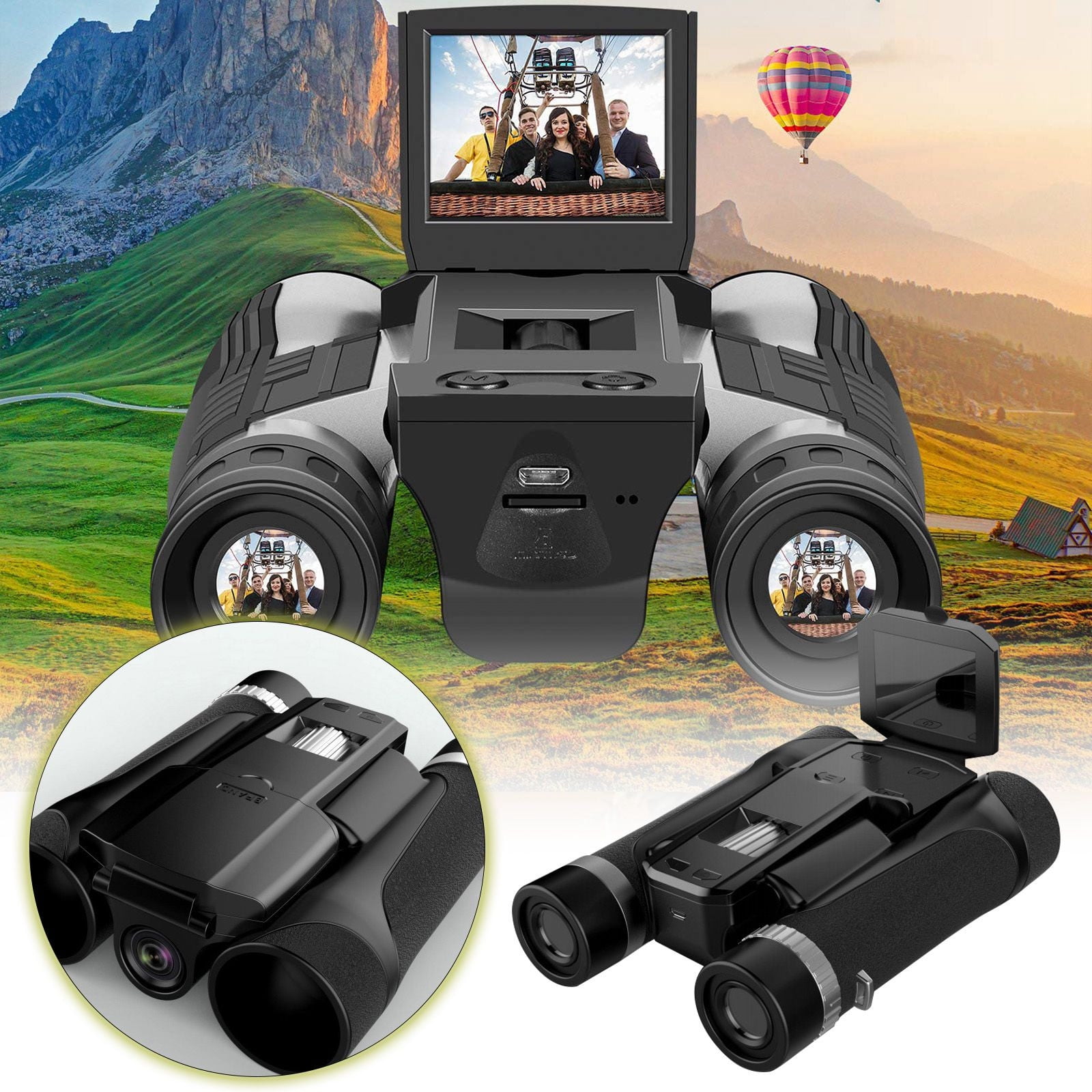 Large Angle High Power Binoculars LCD Display 2.7k Video Photo Recorder ...