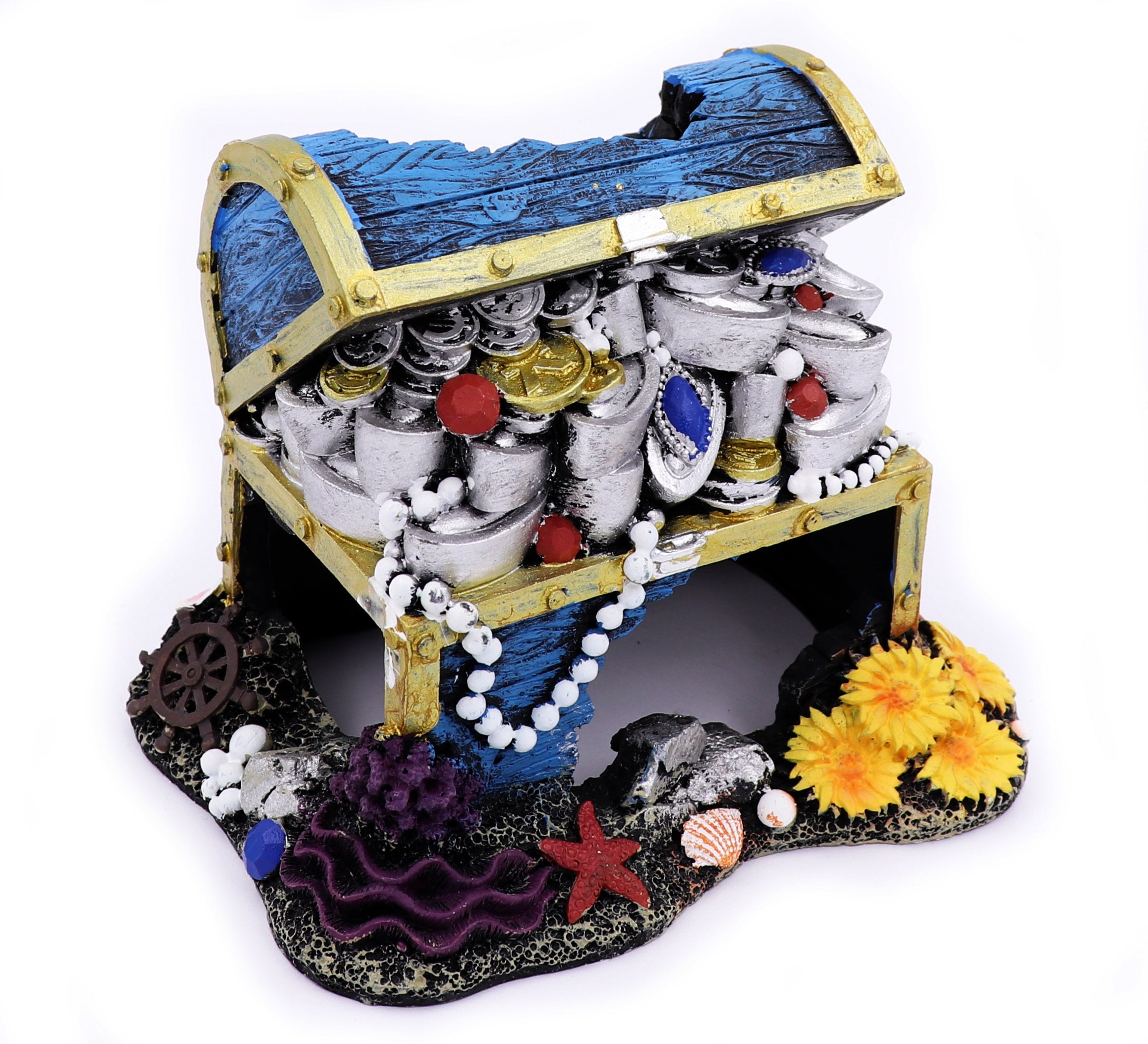 Large Aquarium Ornament Decorations Fish Tank Landscape, Treasure Chest ...