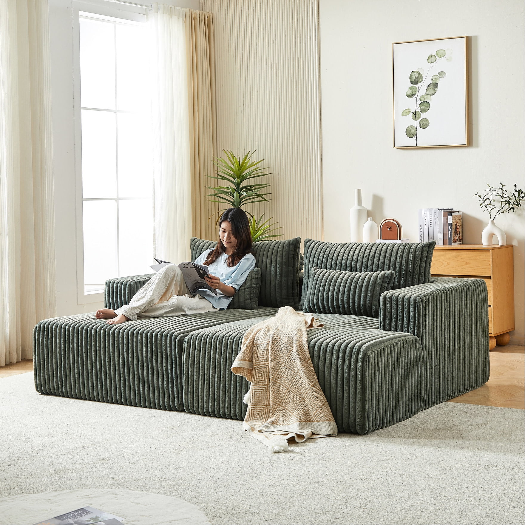 Large, Army Green - Sofa with Reclining Function - Indoor Living Areas ...