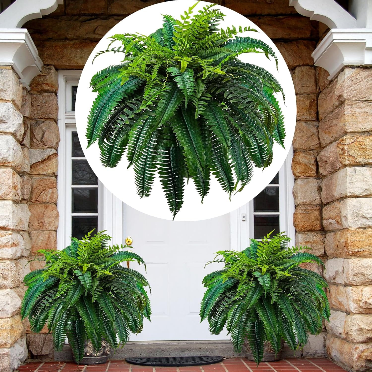 Large Artificial Ferns for Outdoors, 88 Branches UV Resistant Realistic ...