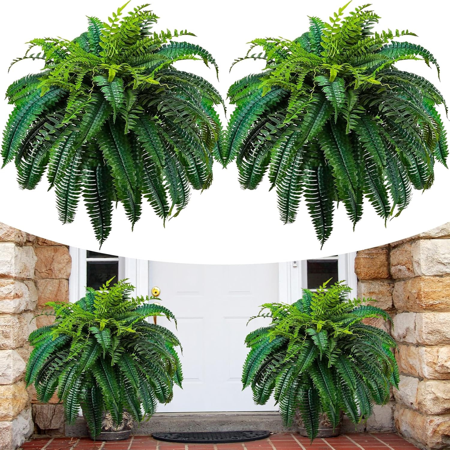 Large Artificial Ferns for Outdoors, 88 Branches UV Resistant Realistic ...