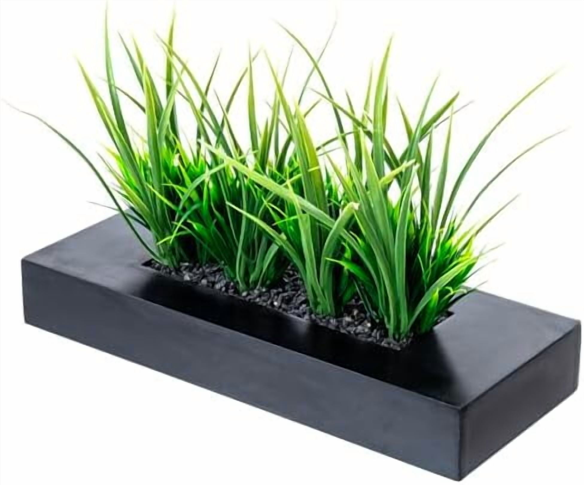 Large Artificial Green Grass Plants Potted in 14-Inch Matte Black Wood ...