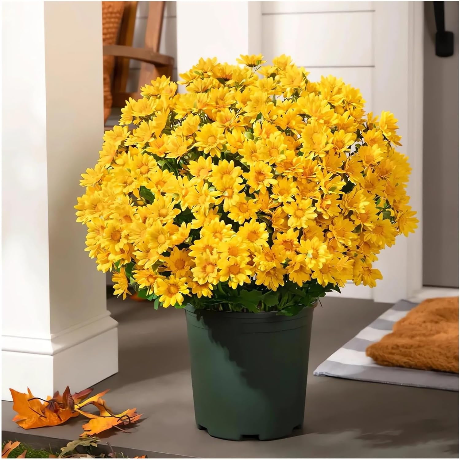 Large Artificial Outdoor Sunset Mums Flowers UV Weather Resistant ...