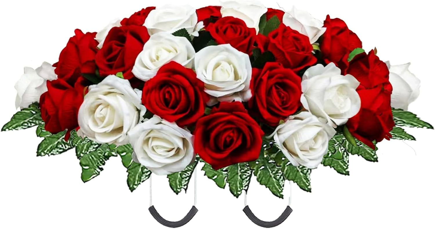 Large Artificial Roses Cemetery Flowers - Realistic - Outdoor Grave ...