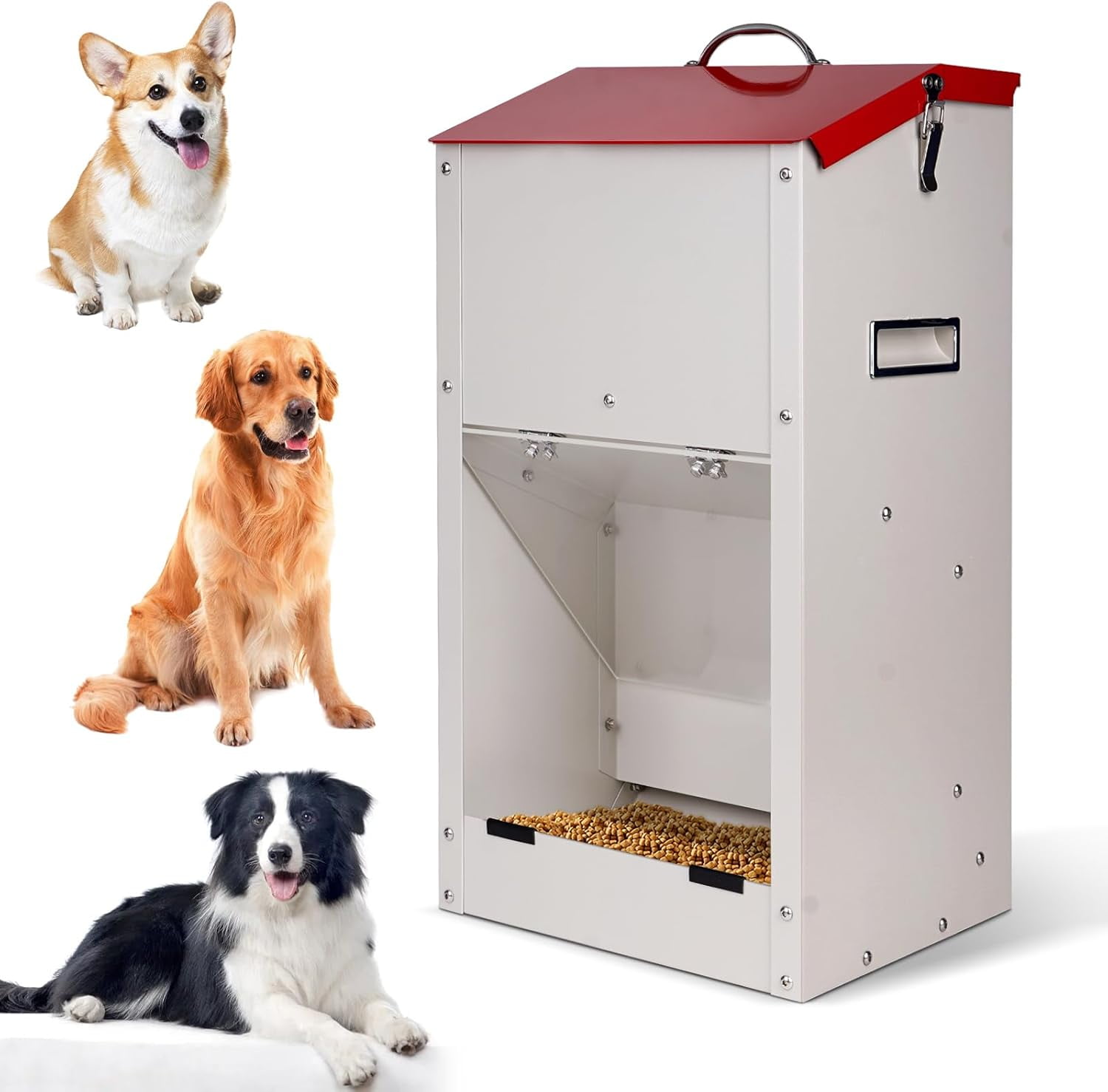 Large Automatic Dog Feeder with Handle, 25 Lbs Indoor and Outdoor ...