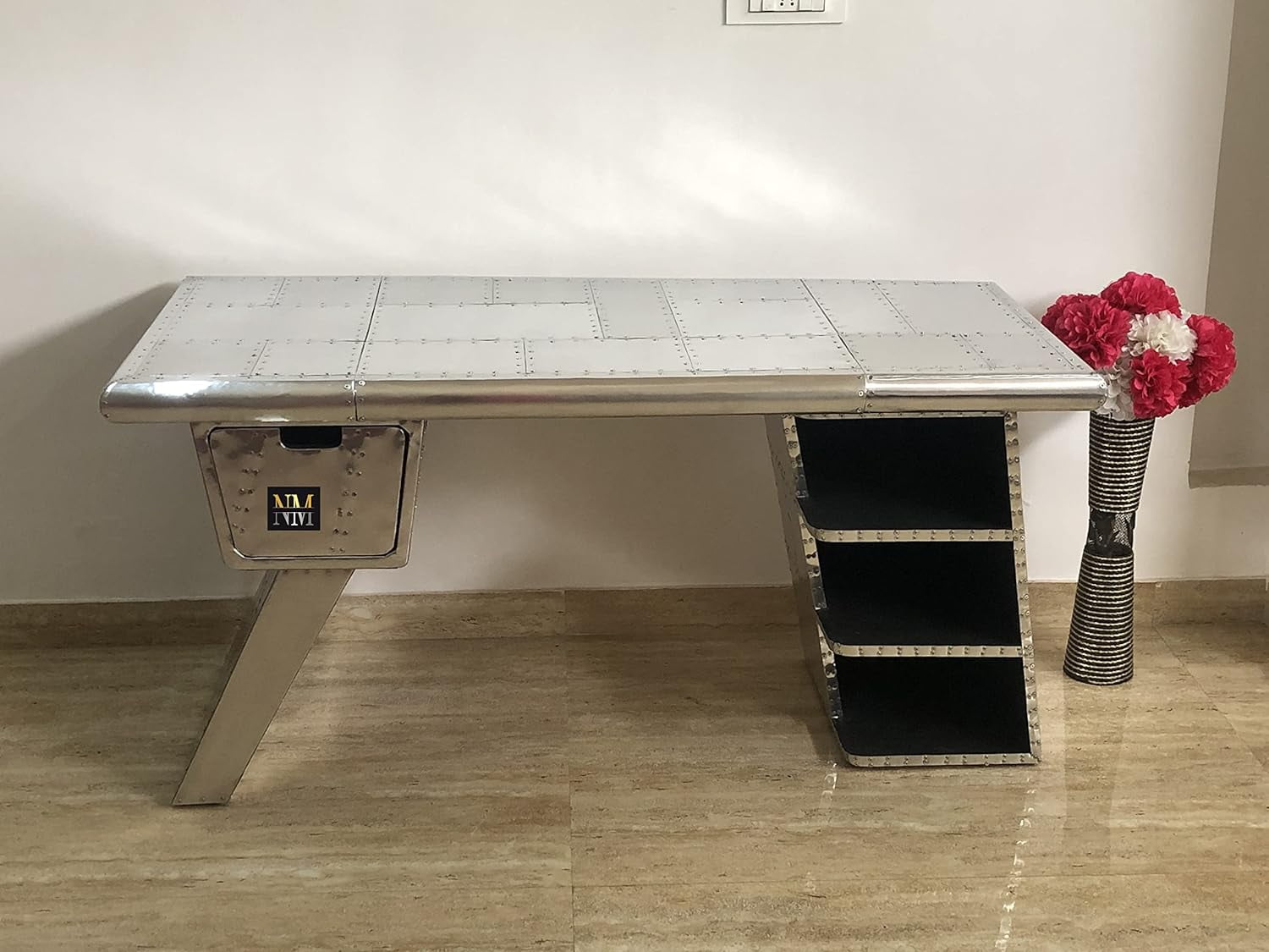 Large Aviator Executive Desk - Drawer Shelving - Aircraft Wing (68 ...