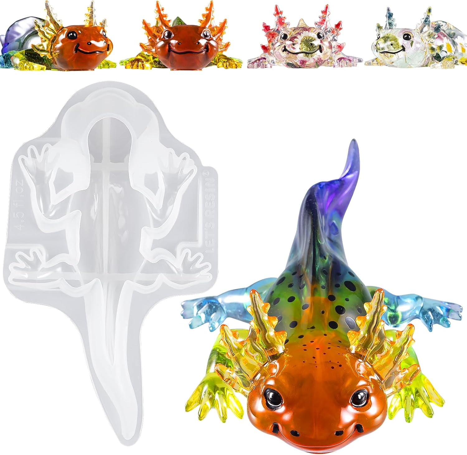 Large Axolotl Resin Molds Silicone, 3D Detailed Animal Silicone Molds ...