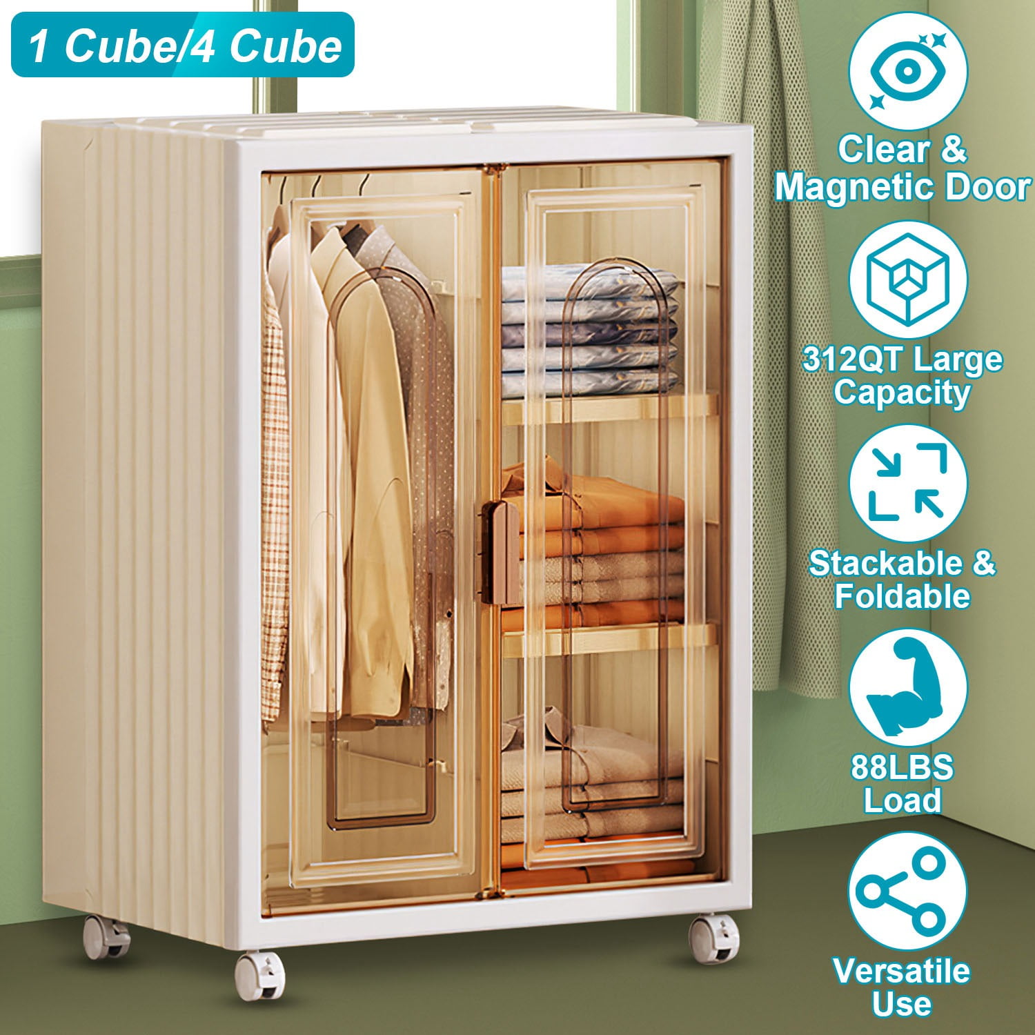 Large Baby Clothes Cabinet, iMounTEK Portable Closet with Rollers, Kids ...