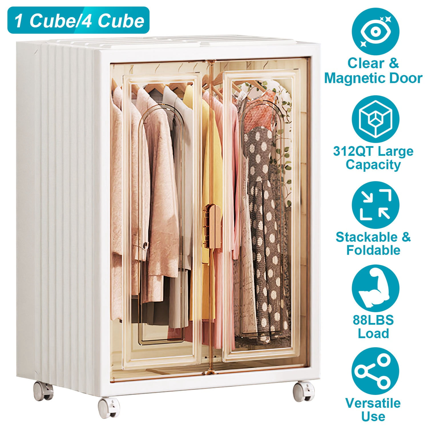 Large Baby Clothes Cabinet, iMounTEK Portable Closet with Rollers, Kids ...