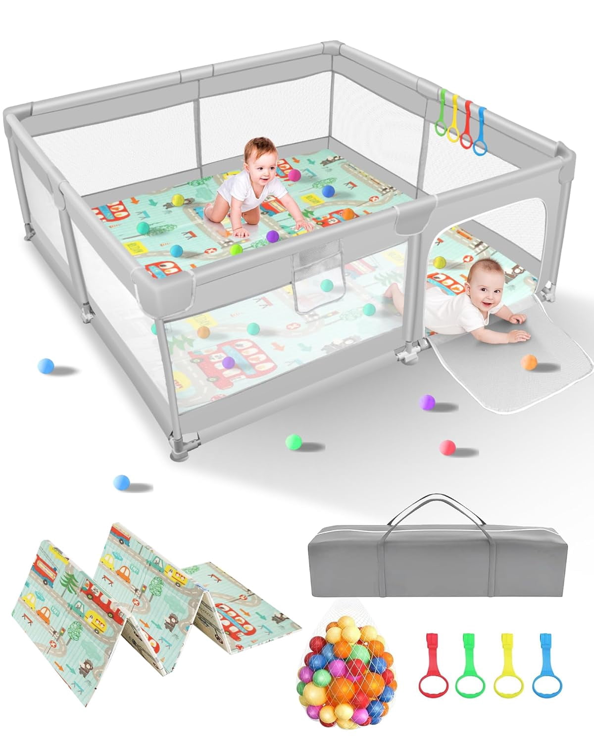 Large Baby Playpen with Mat, 79" X 71" for Babies and Toddlers, BPA ...