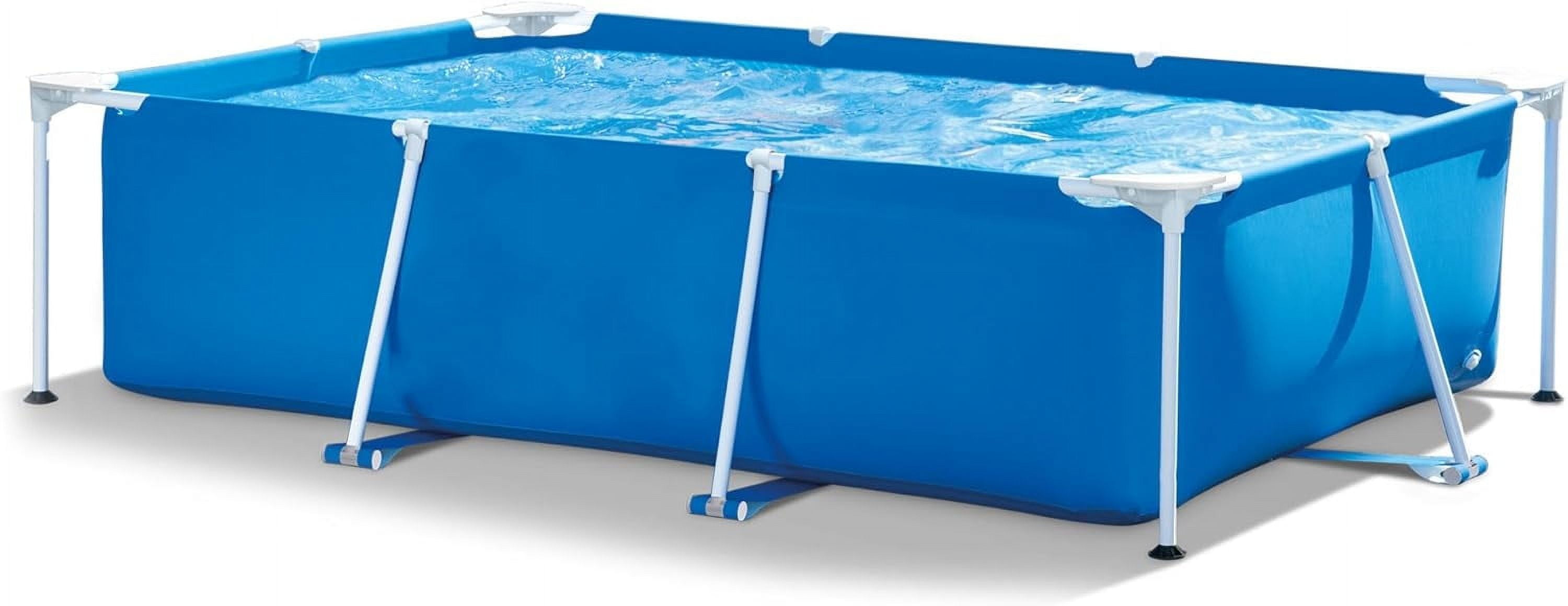 Large Backyard Rectangle Swimming Pool, 102.3" x 63.2" x 26", PVC, Blue ...