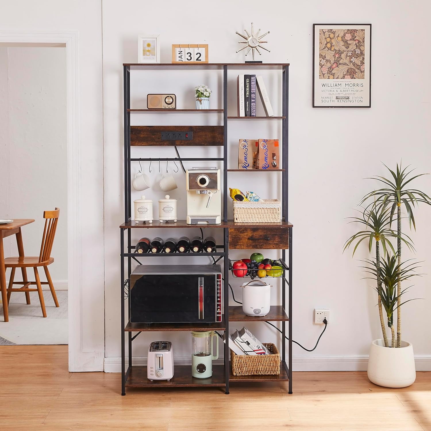 Large Bakers Rack with Power Outlets, 37.1 Kitchen Bakers Rack with ...