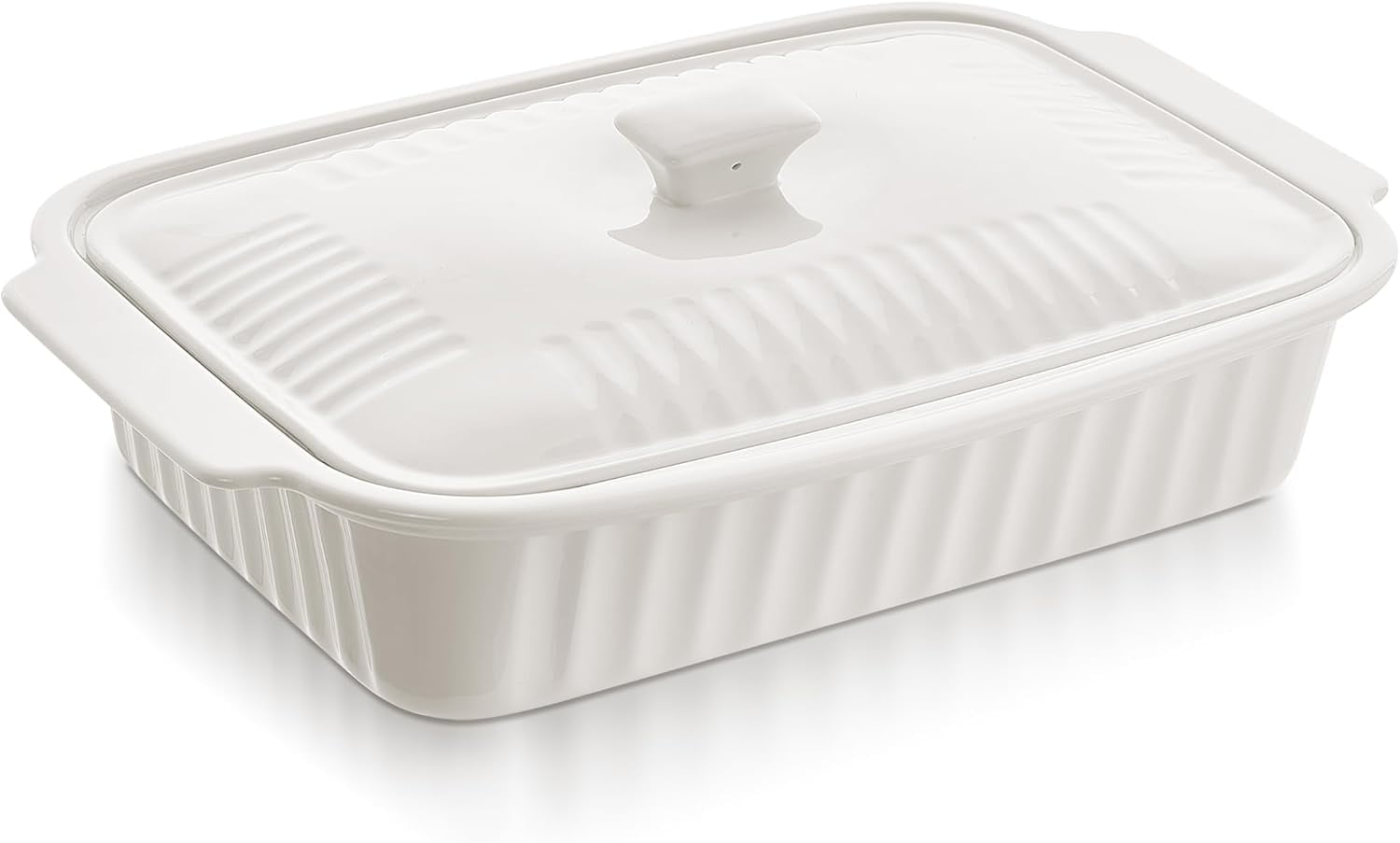 Large Baking Dish with Lid 5.5 Quart Lasagna Pan 13.5x9 inch Ceramic ...