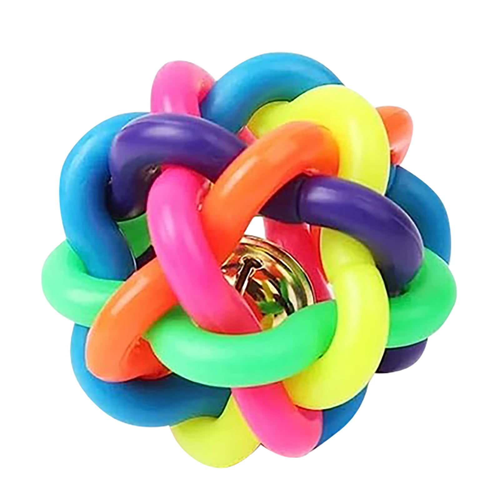 Large Ball For Dogs, Dog Toy Rainbow Bell Ball, Rubber Teething Ring ...