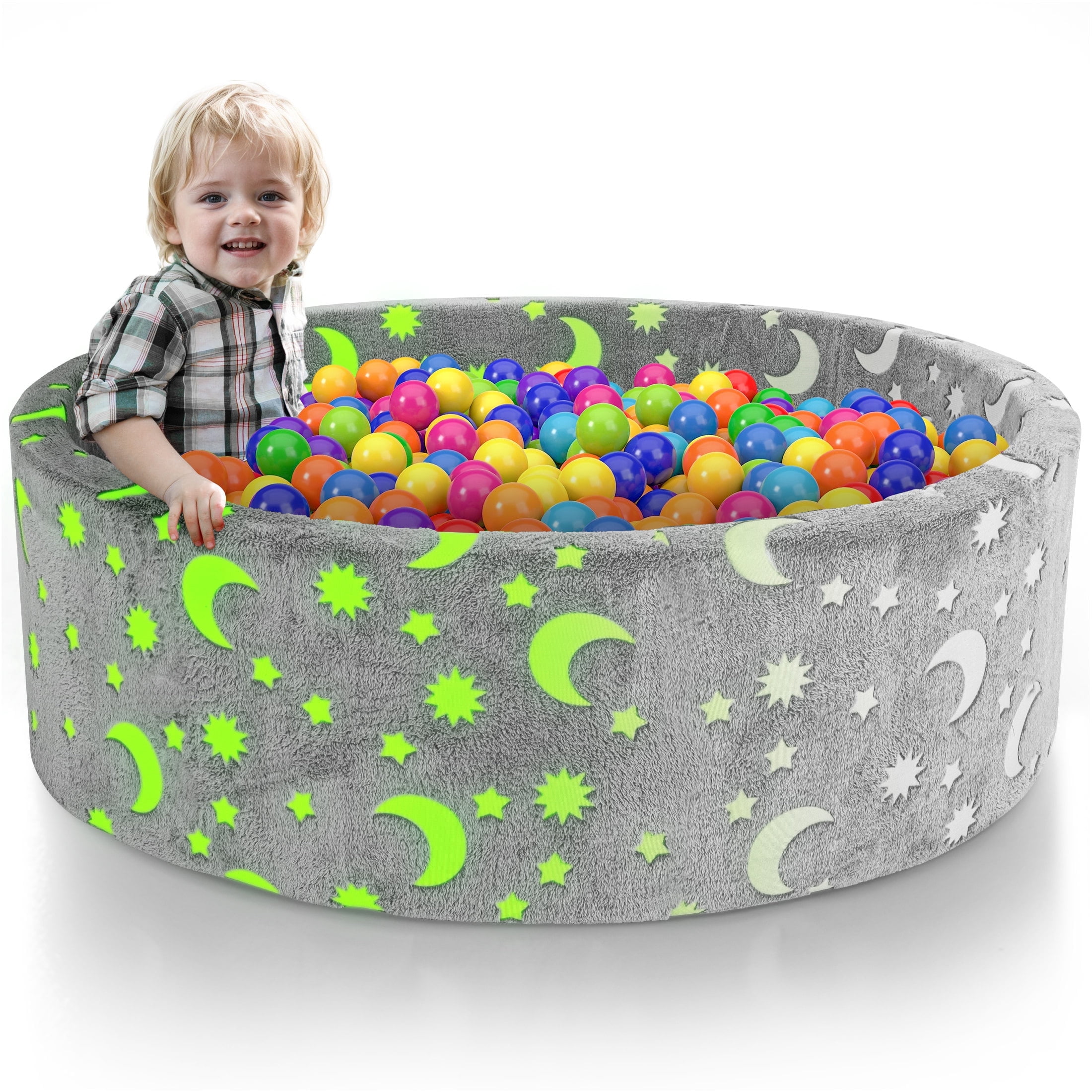 iYofe Ball Pit for Toddlers, 47.2"x 13.8" Large Foam Ball Pit Star Glow ...