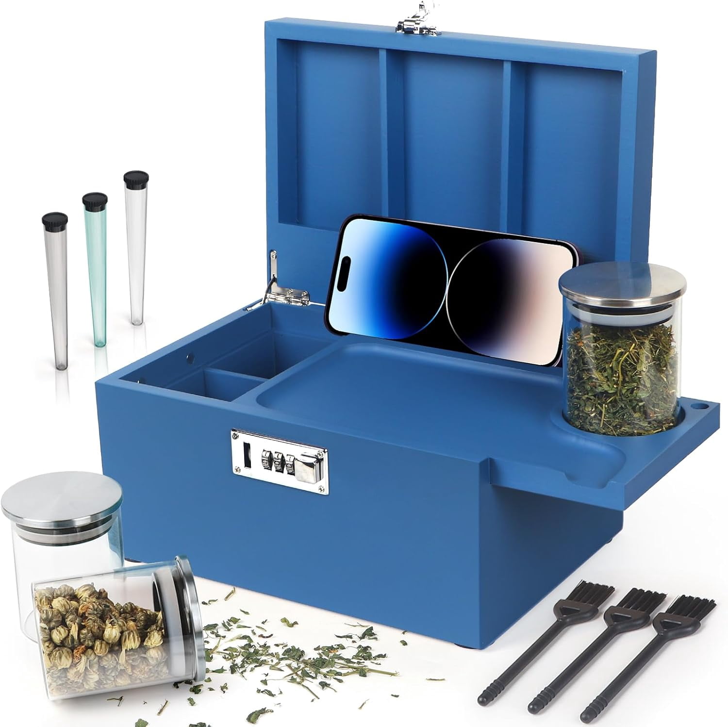 Large Bamboo Box with Combination Lock, Decorative Storage Box with ...